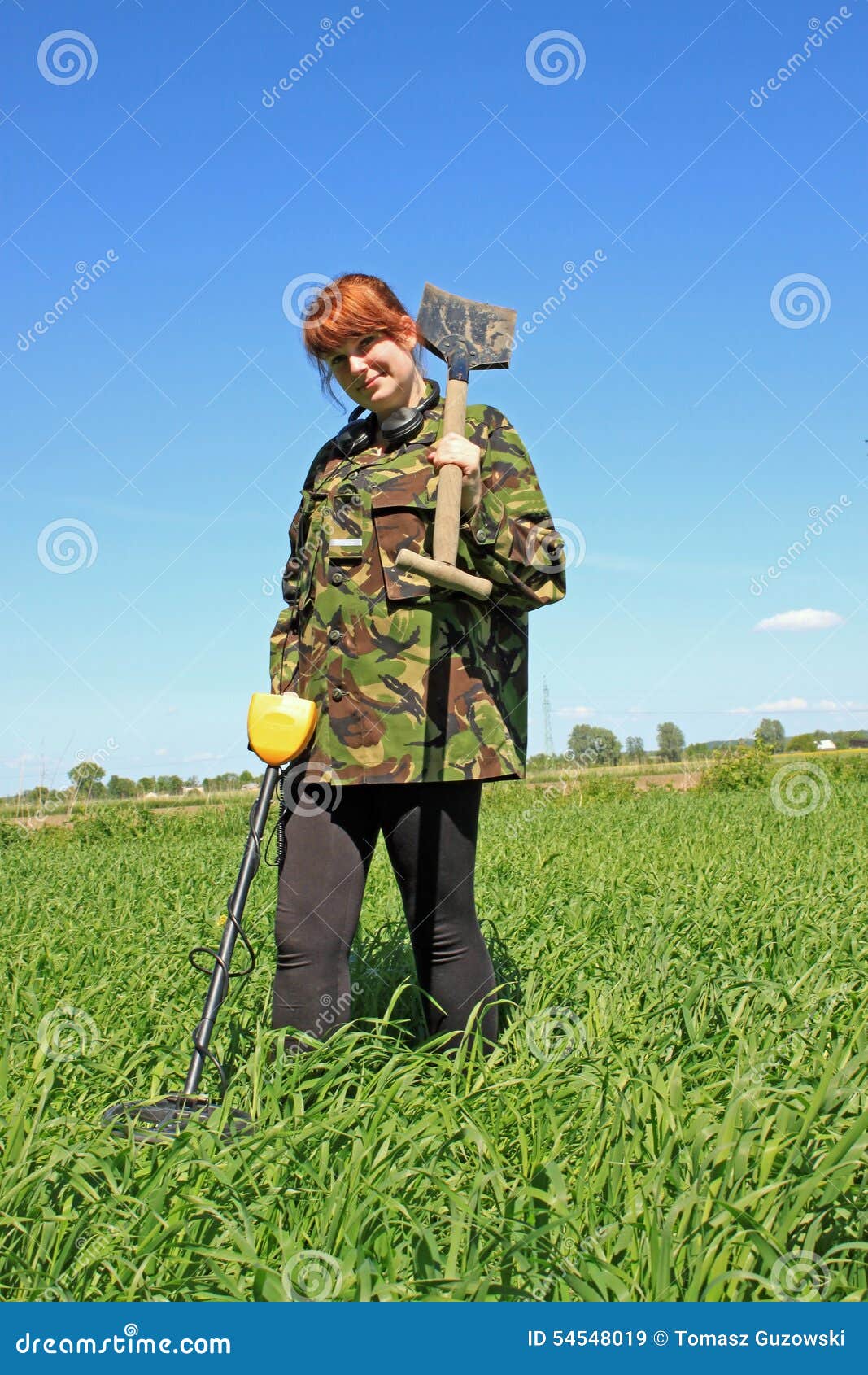 Woman with metal detector stock image. Image of archaeologist - 54548019