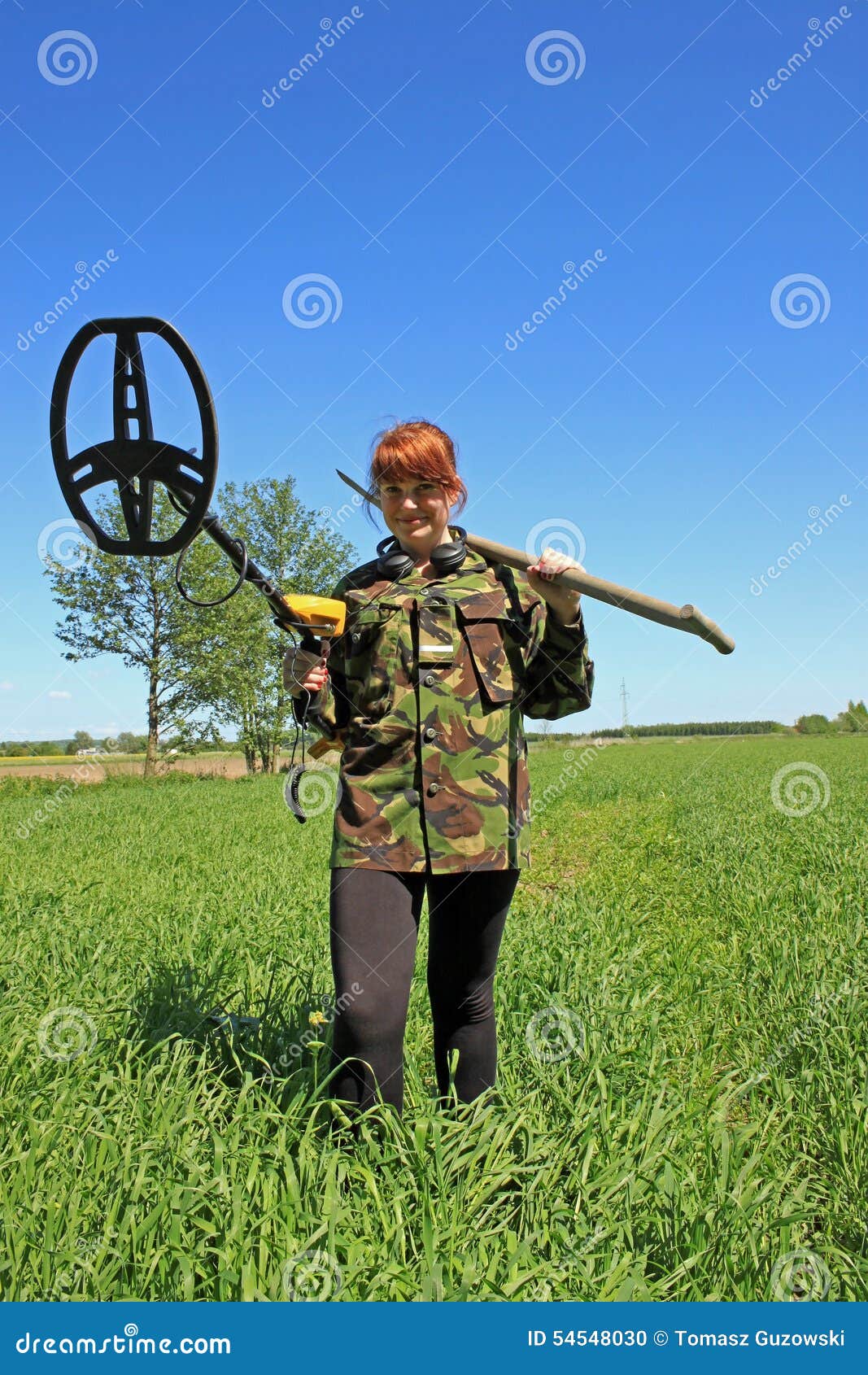 Woman with metal detector stock photo. Image of danger - 54548030