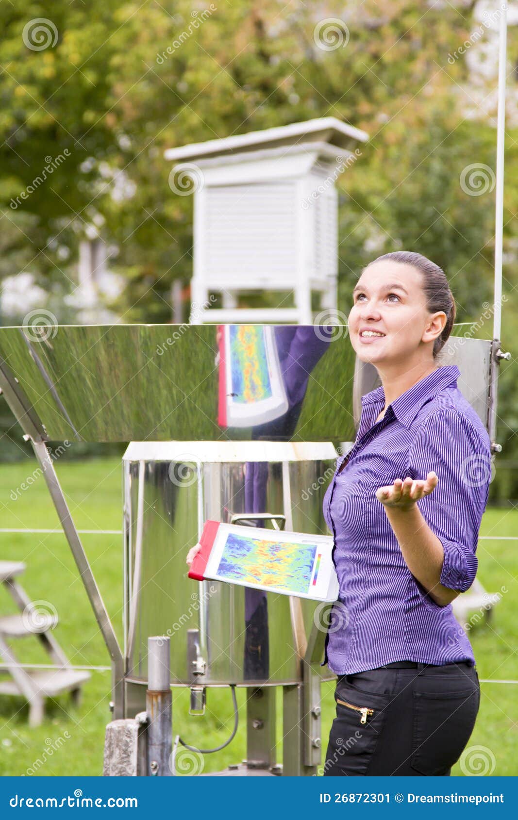 Woman Meteorologist Expects Rain Stock Image - Image of instrument ...