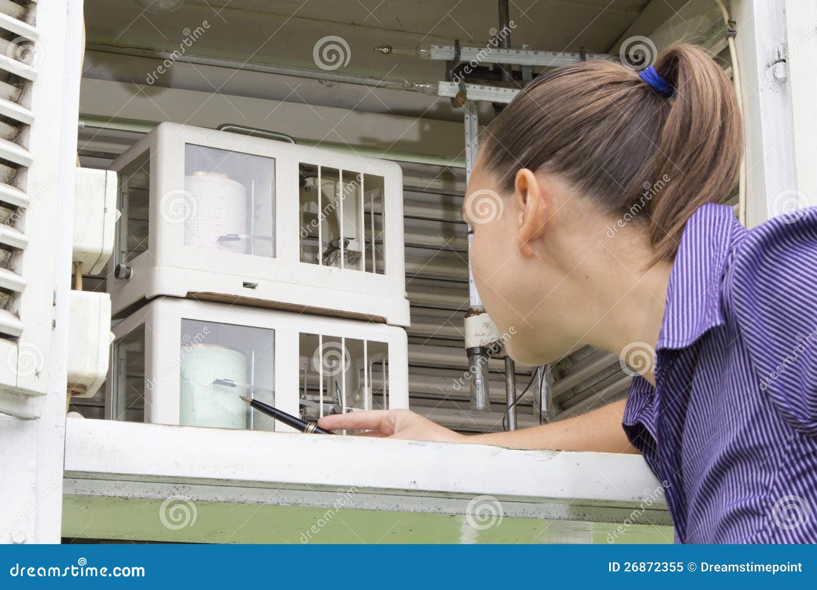 Woman Meteorologist Reading Meteodata Stock Image - Image of prediction ...