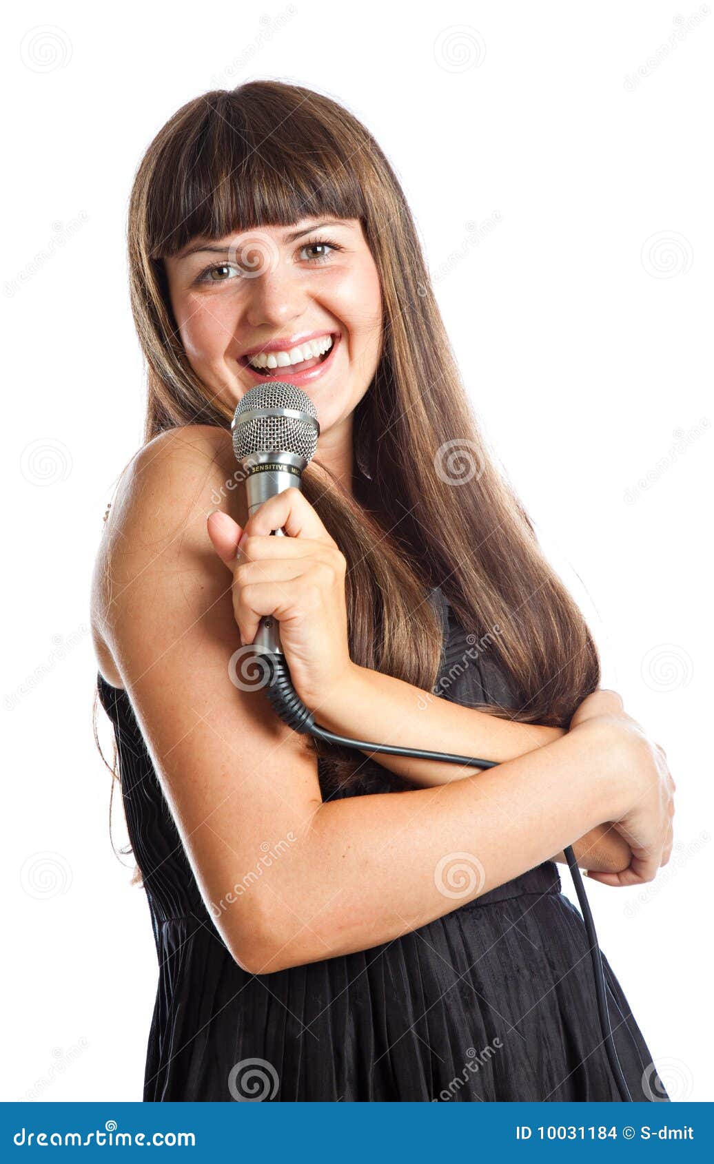 Woman with microphone stock photo. Image of artist, cheerful - 10031184