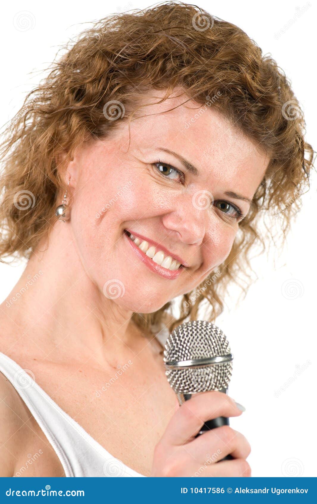 Woman with microphone stock photo. Image of music, singing - 10417586