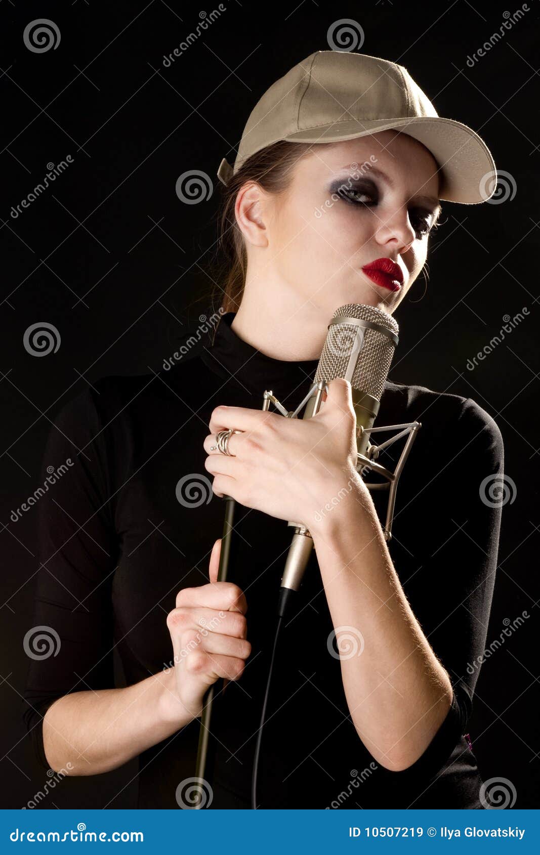 Woman with microphone stock image. Image of microphone - 10507219