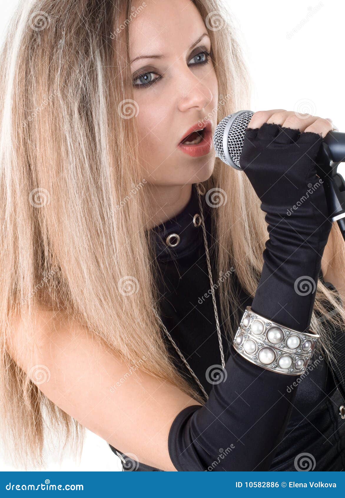 Woman with a microphone stock photo. Image of beautiful - 10582886