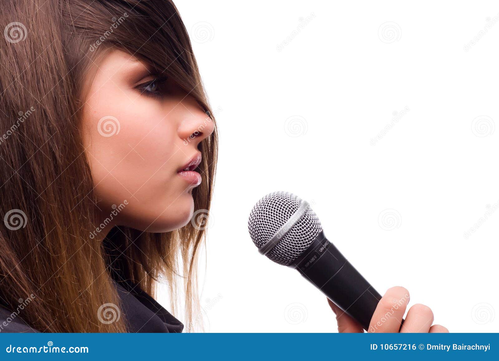 Woman with microphone stock photo. Image of equipment - 10657216