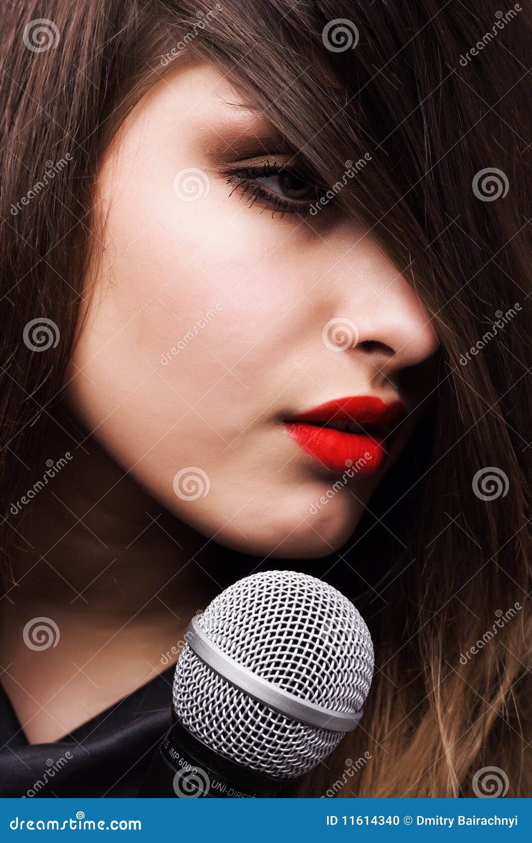 Woman with microphone stock photo. Image of hair, brown - 11614340