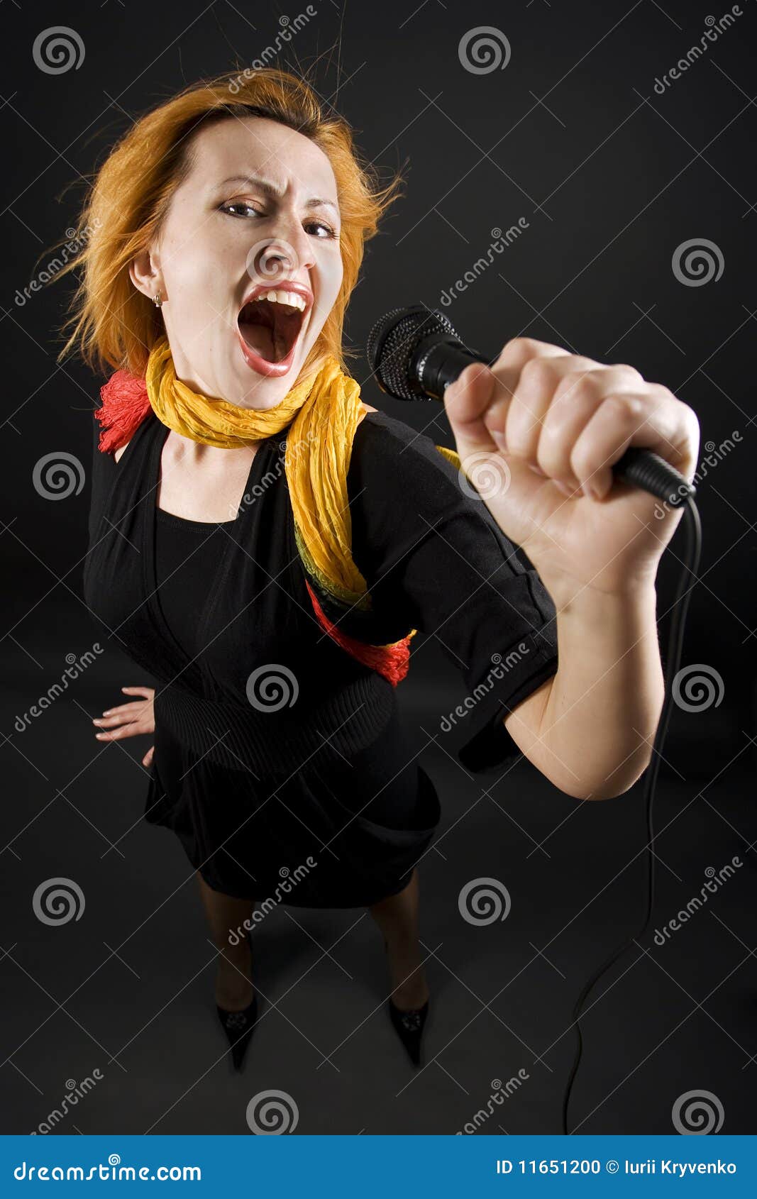 Woman with a microphone stock photo. Image of human, karaoke - 11651200