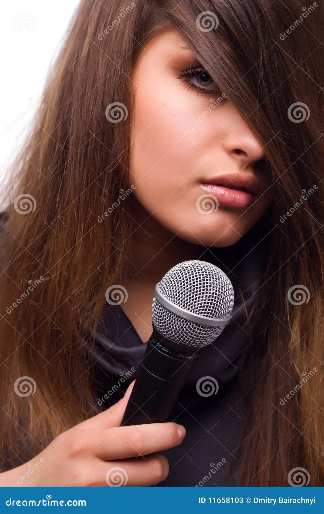 Woman with microphone stock image. Image of singing, microphone - 11658103