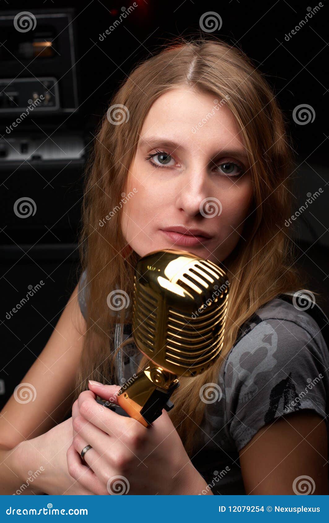 Woman with microphone stock photo. Image of popular, female - 12079254