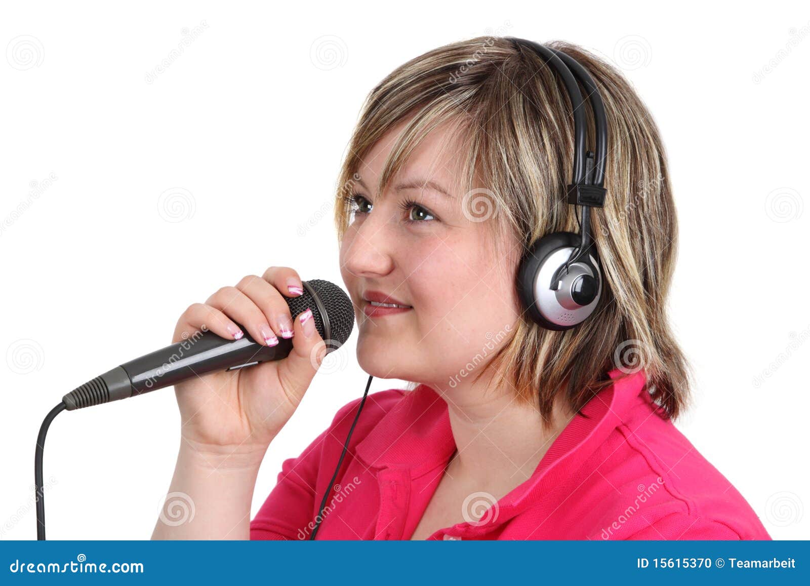 Woman with microphone stock photo. Image of young, portrait - 15615370