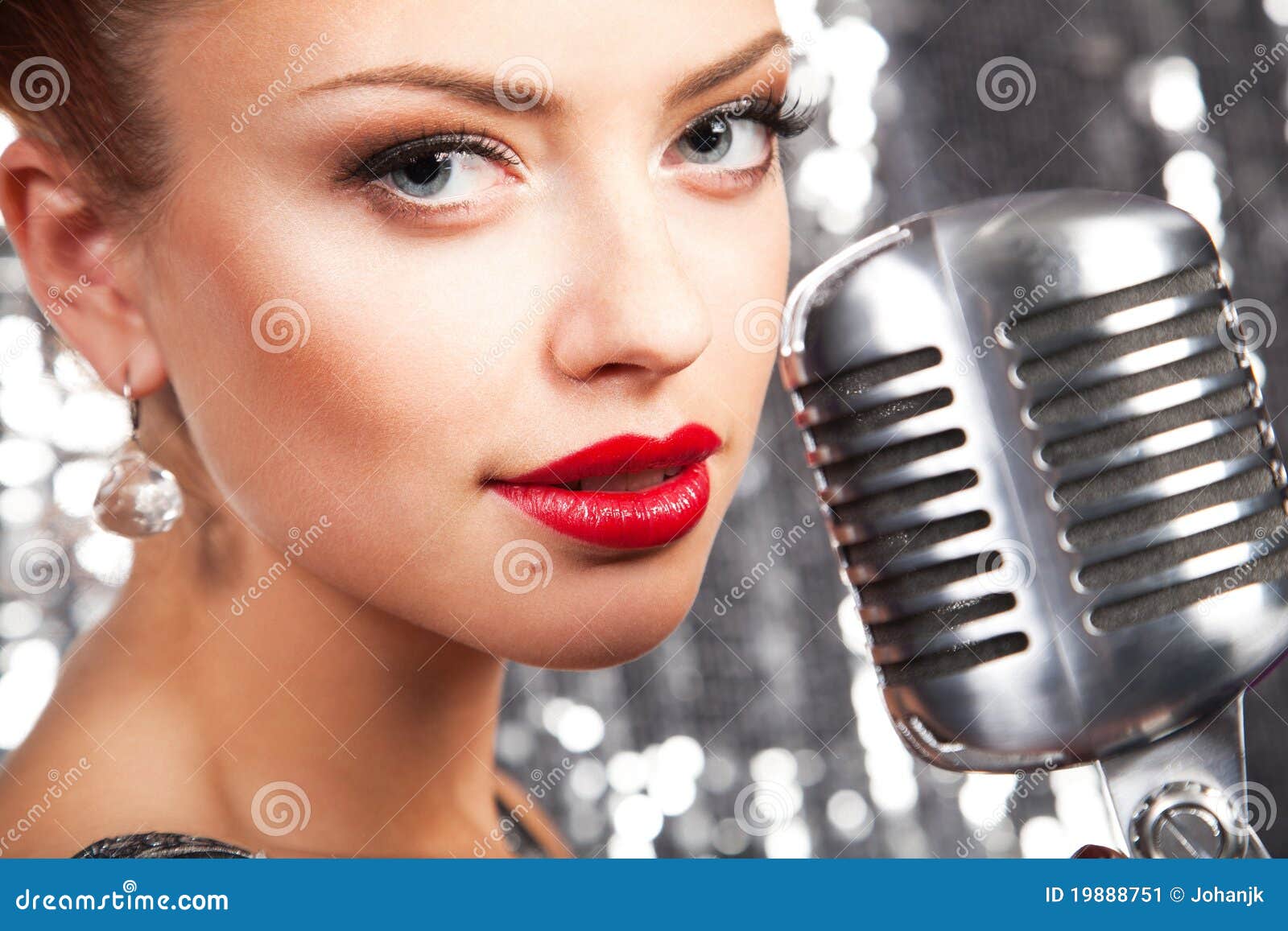 Woman with microphone stock image. Image of music, audio - 19888751