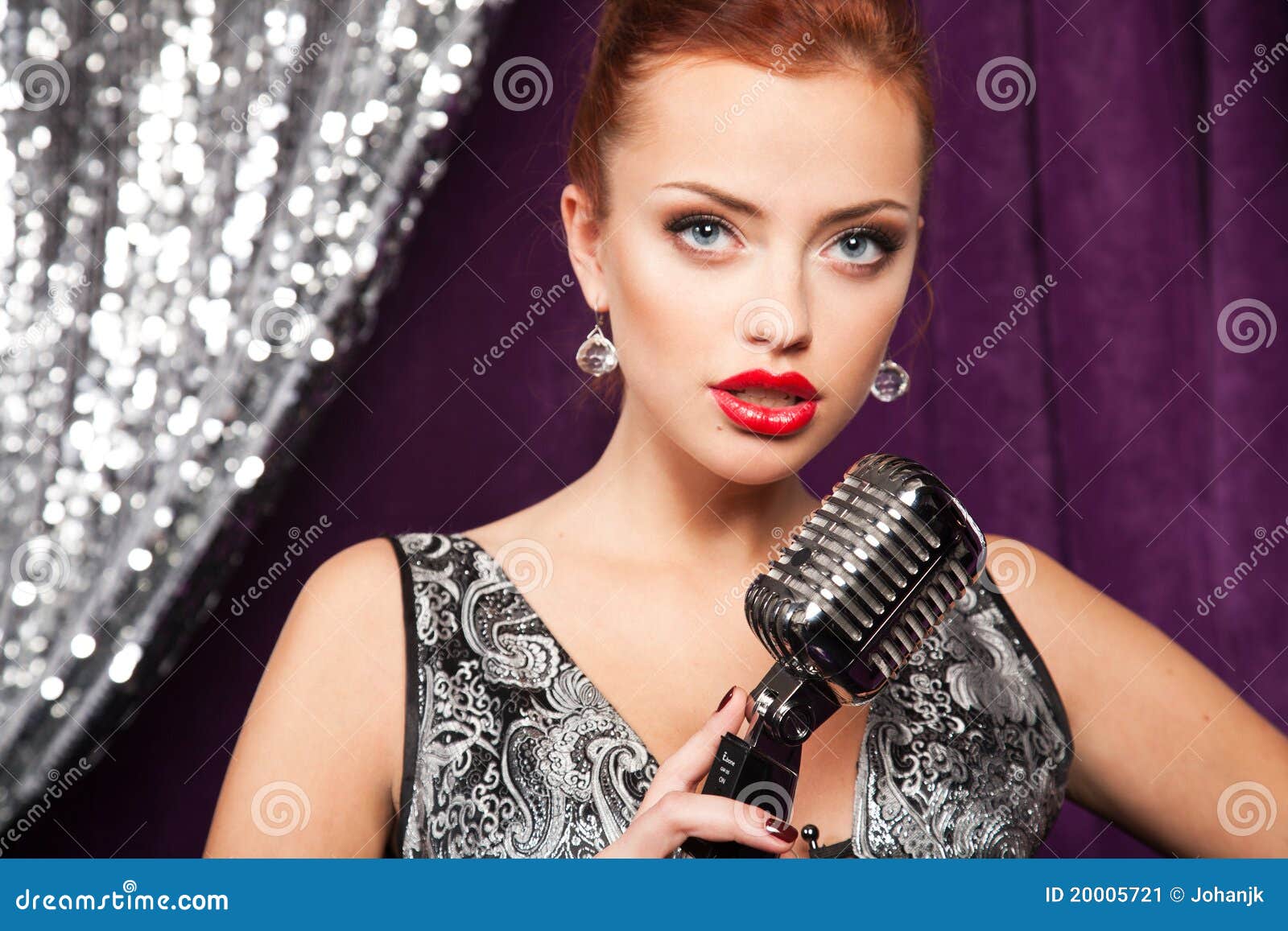 Woman with microphone stock image. Image of adult, pose - 20005721