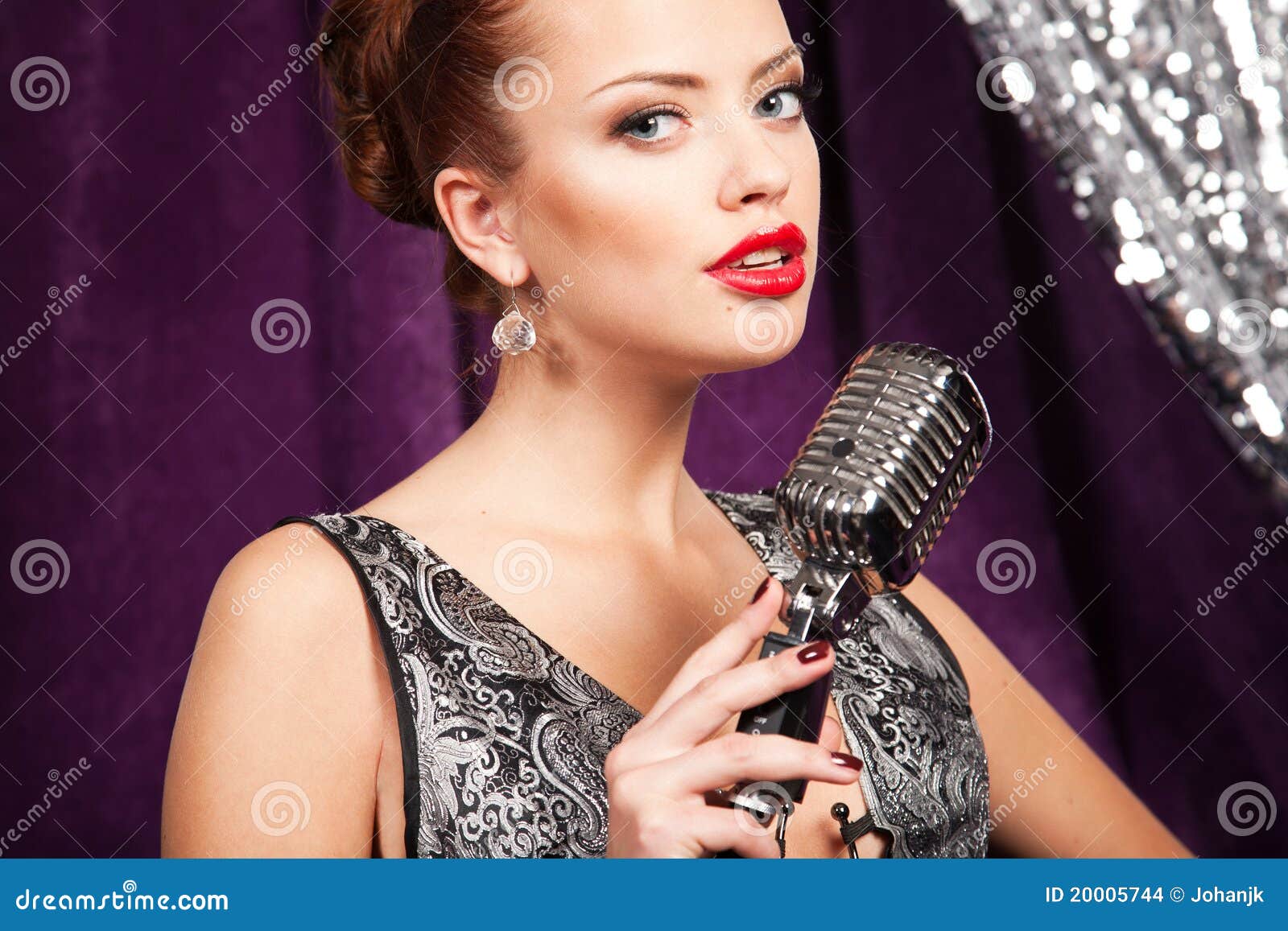 Woman with microphone stock photo. Image of closeup, beauty - 20005744