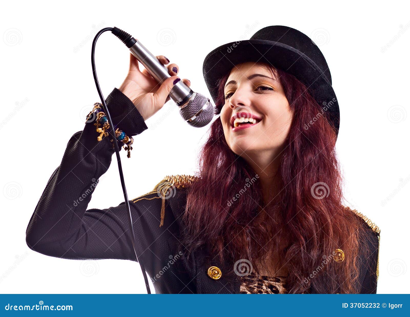 Woman with microphone stock photo. Image of microphone - 37052232