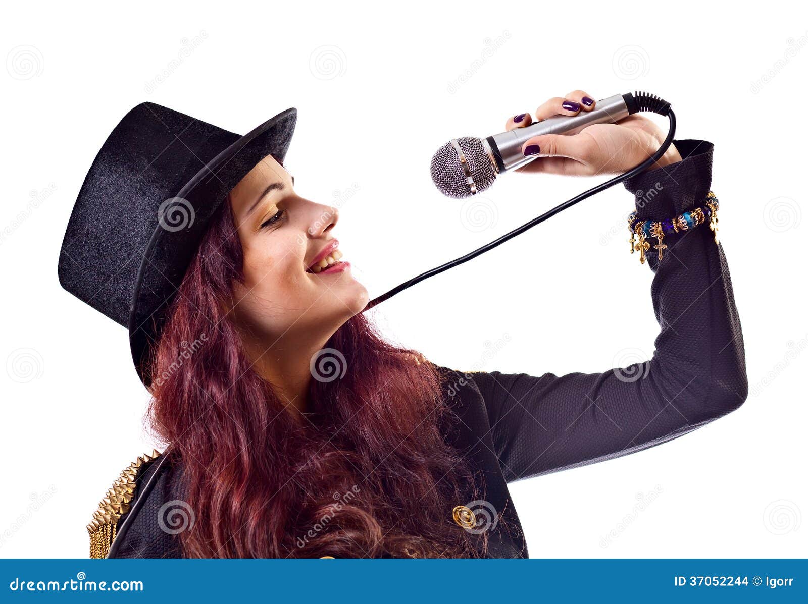 Woman with microphone stock photo. Image of glamour, girl - 37052244