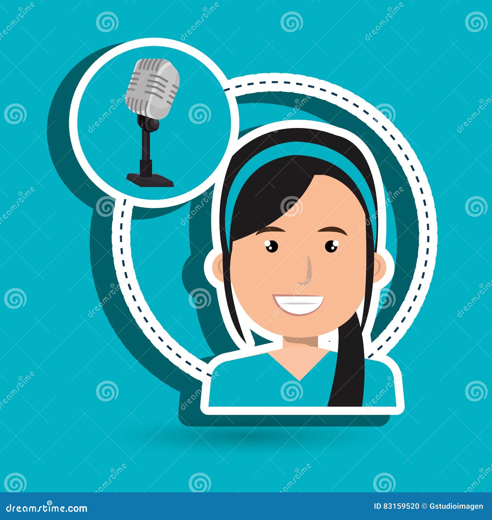 Woman With Microphone Host On Quiz Where Teams Compete By Answering ...