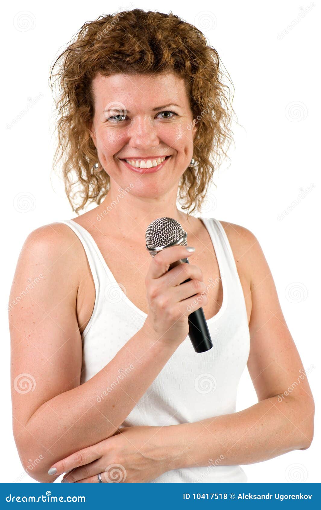 Woman with Microphone Closeup Stock Photo - Image of singer, women ...