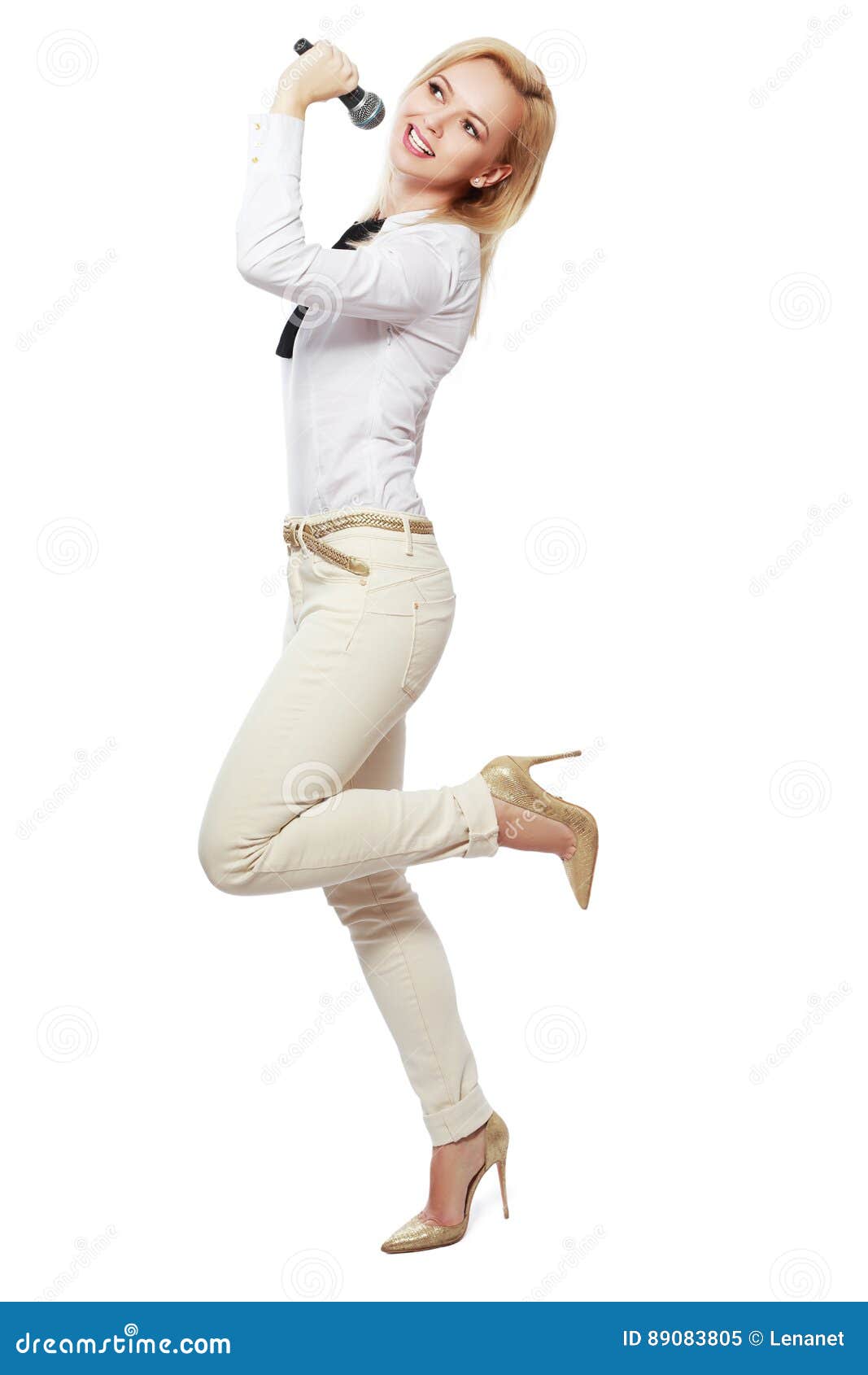 Woman with microphone stock image. Image of lady, executive - 89083805