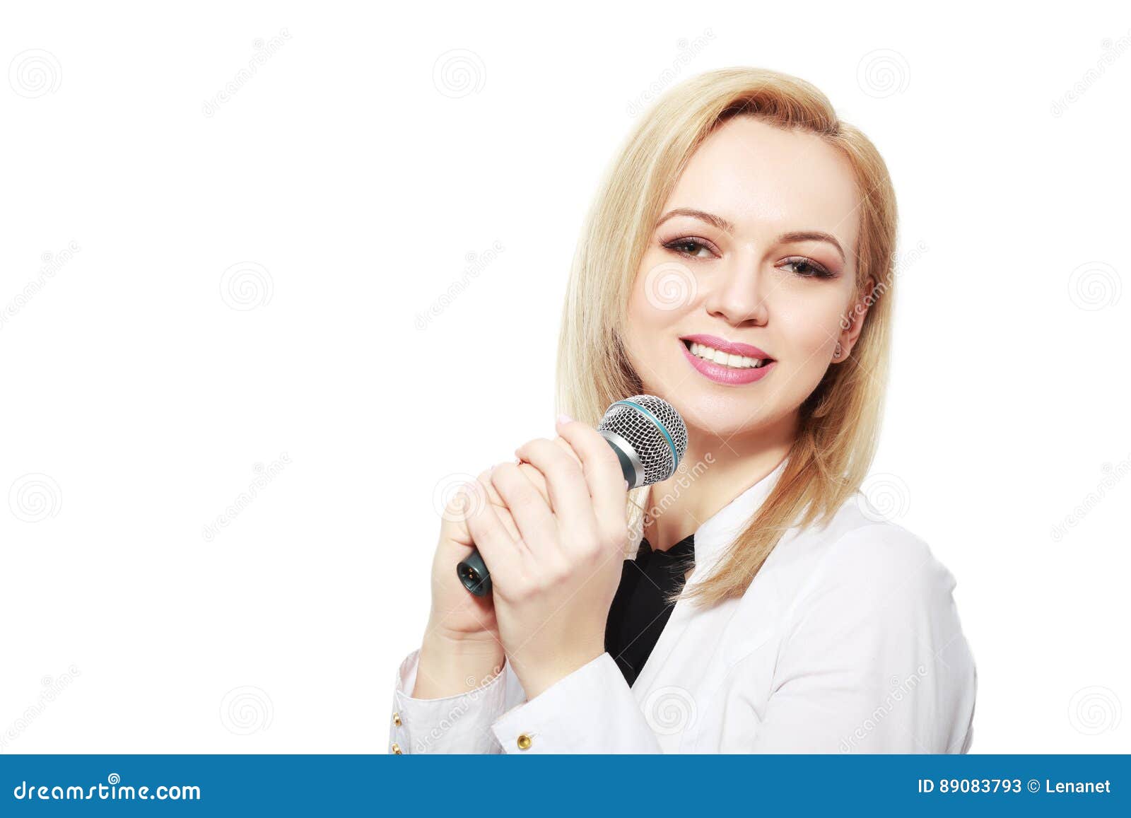 Woman with microphone stock image. Image of confident - 89083793