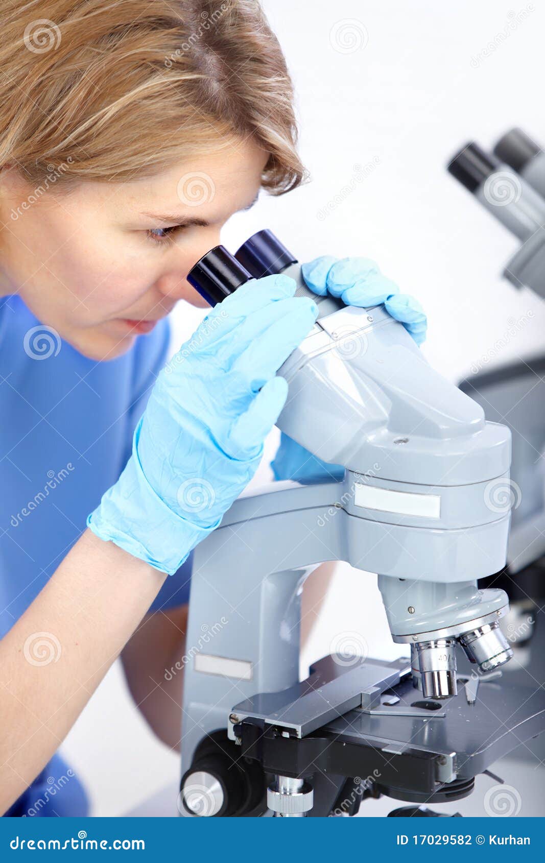 Woman with microscope stock photo. Image of lady, looking - 17029582
