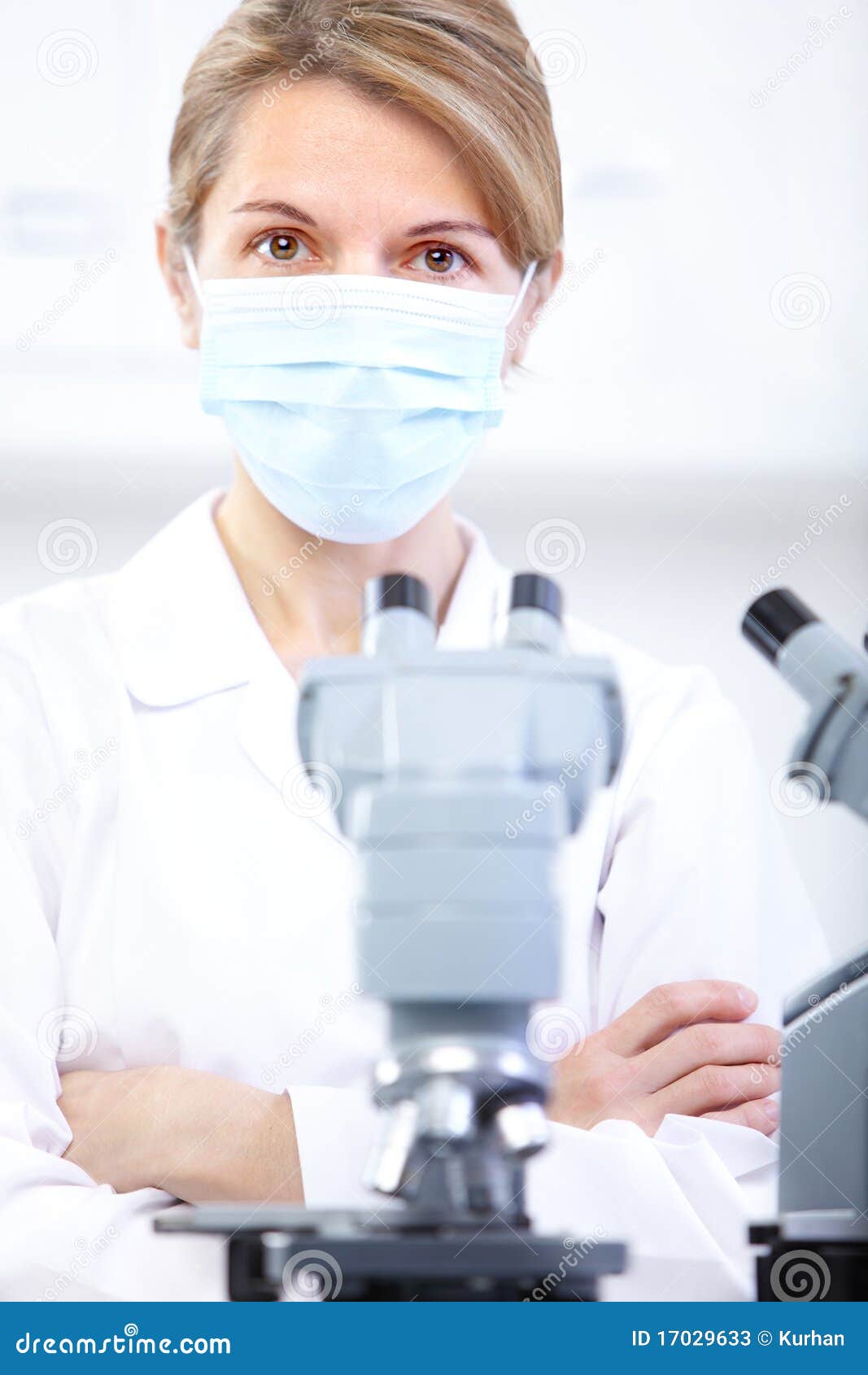 Woman with microscope stock image. Image of health, people - 17029633