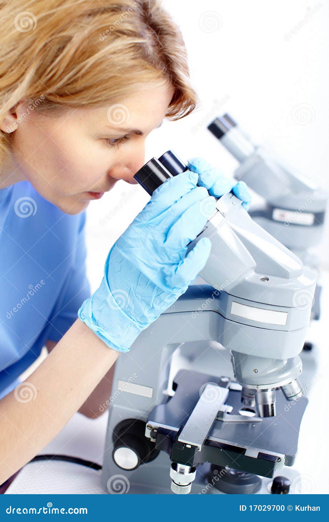 Woman with microscope stock photo. Image of chemist, instrument - 17029700