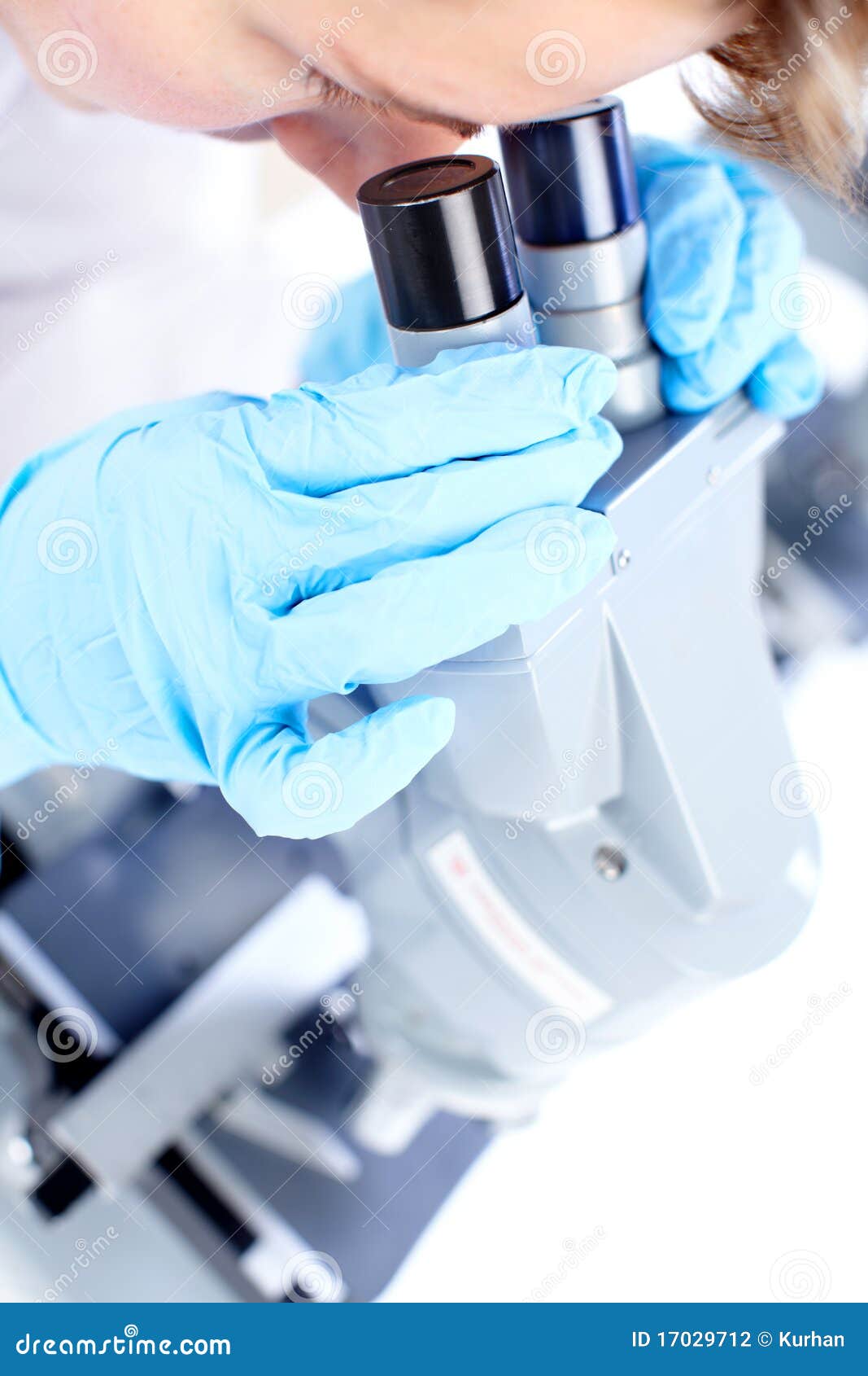 Woman with microscope stock photo. Image of female, people - 17029712