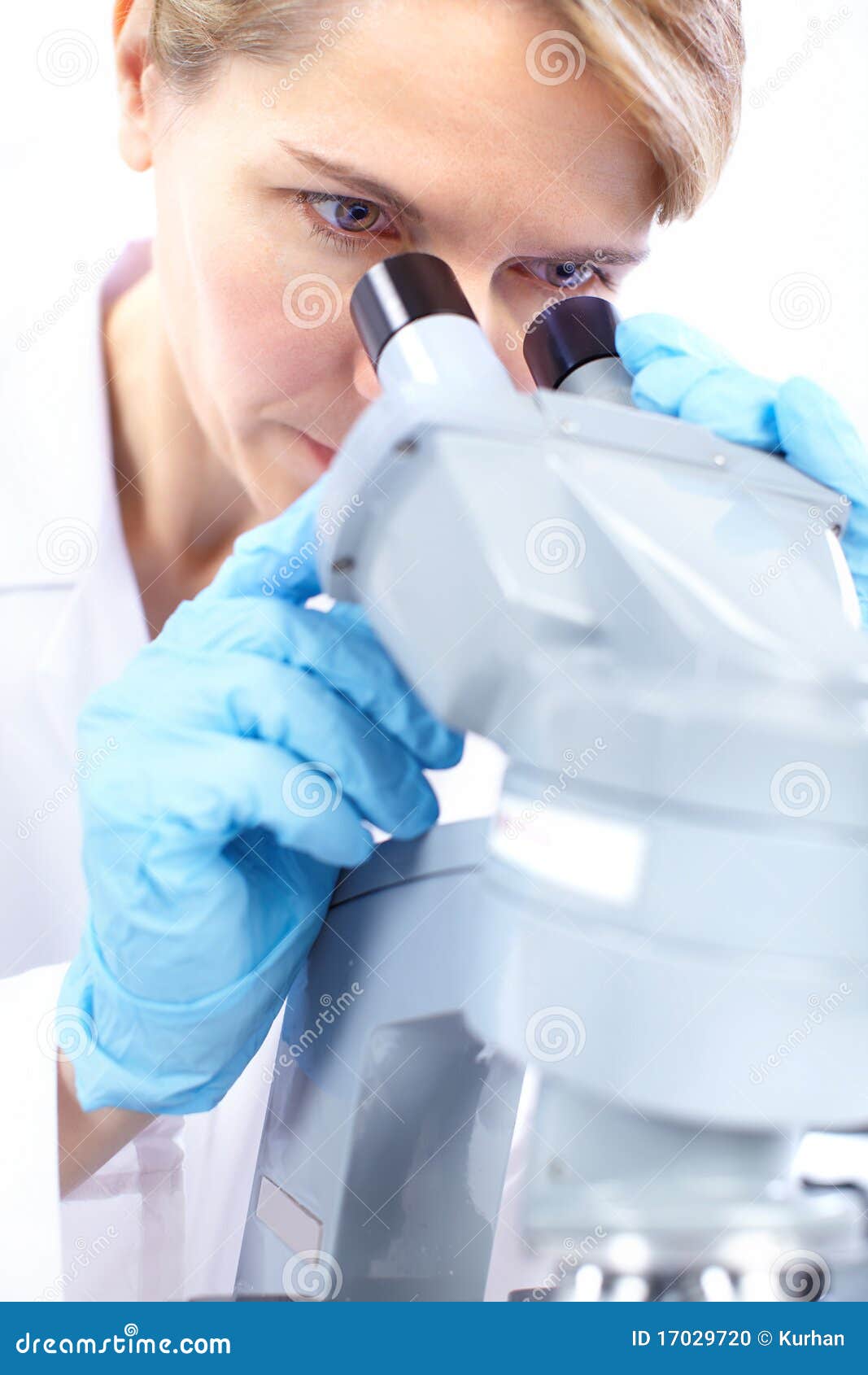Woman with microscope stock photo. Image of medical, people - 17029720