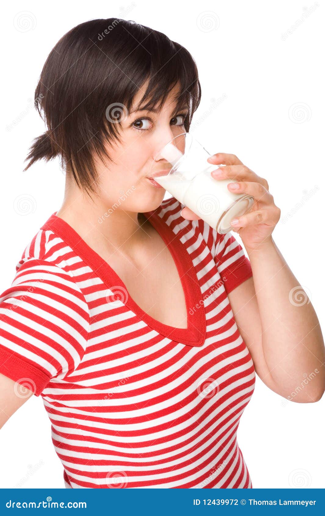 Woman with milk stock photo. Image of friendly, attractive - 12439972