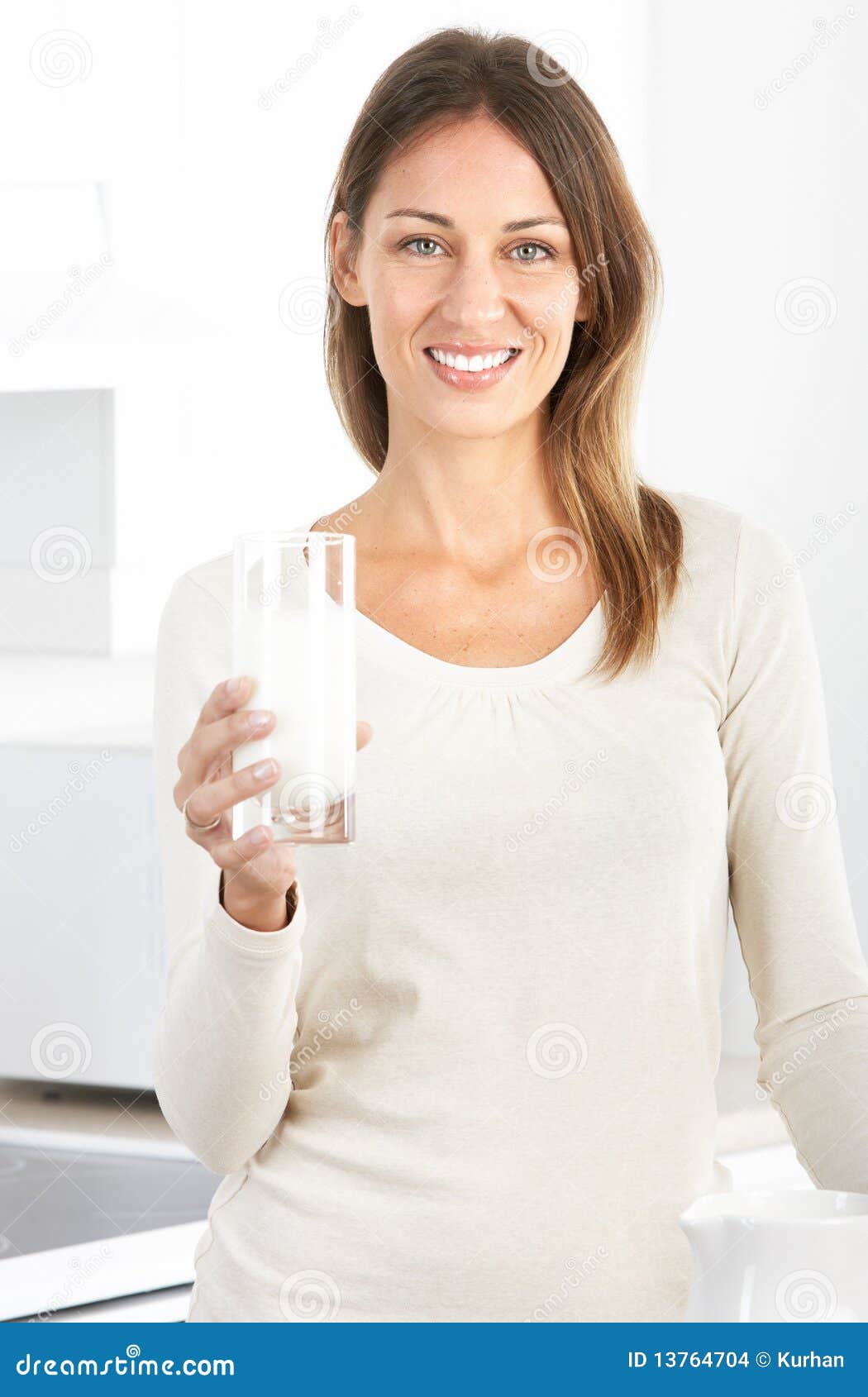 Woman with milk stock photo. Image of home, milk, breakfast - 13764704