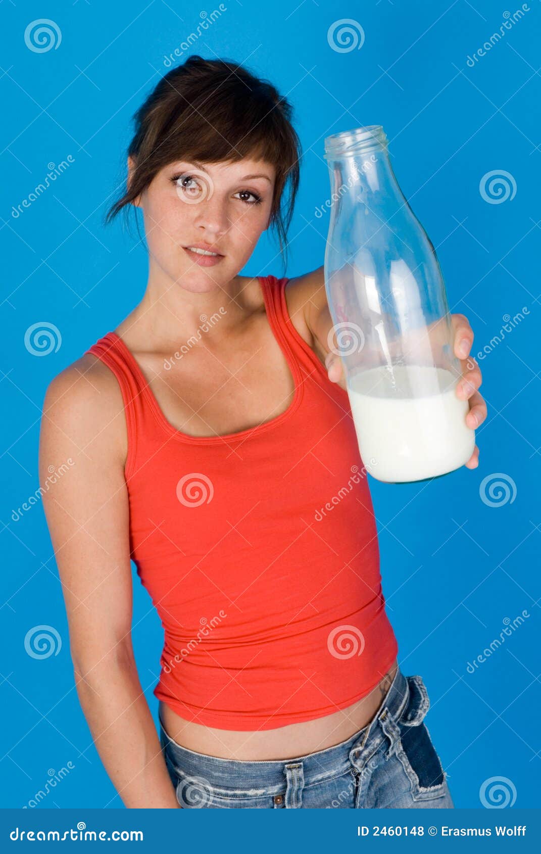 Woman and milk stock photo. Image of time, sweet, pretty - 2460148