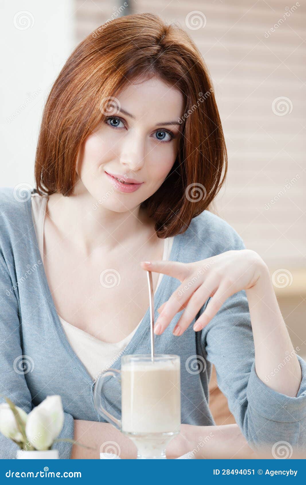 Woman with milk shake stock image. Image of girl, coffee - 28494051
