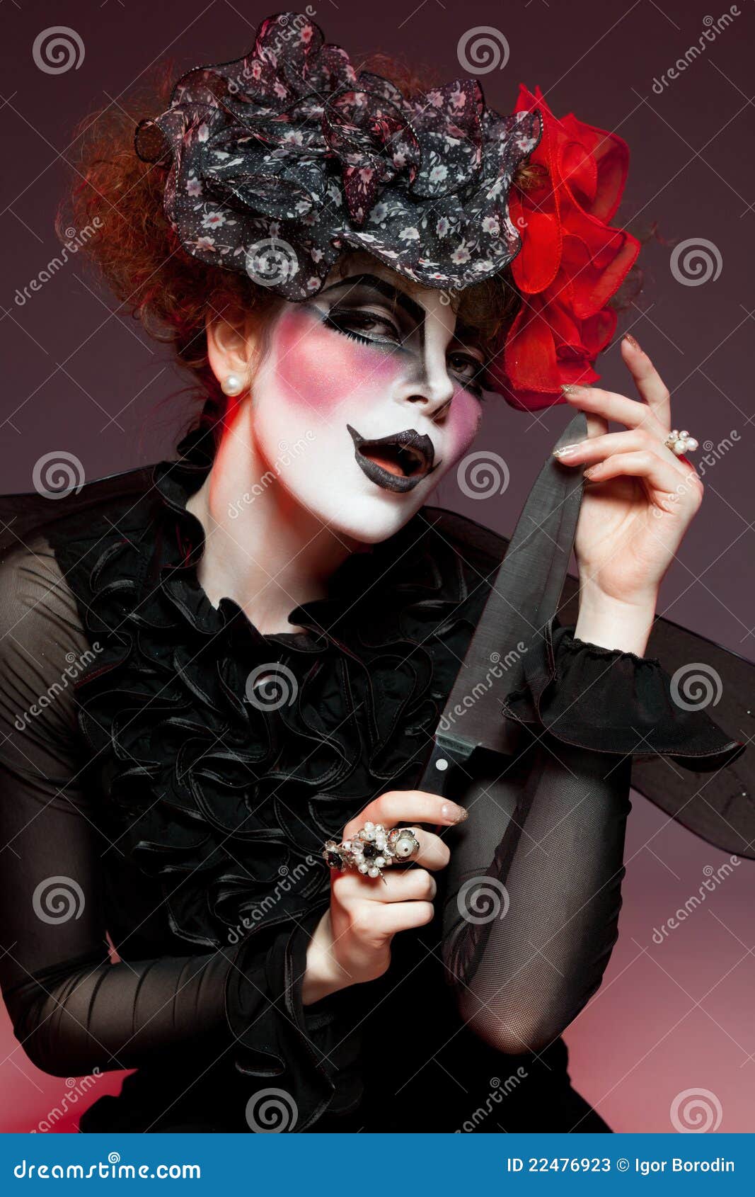 Woman mime with knife stock image. Image of killing, expression - 22476923