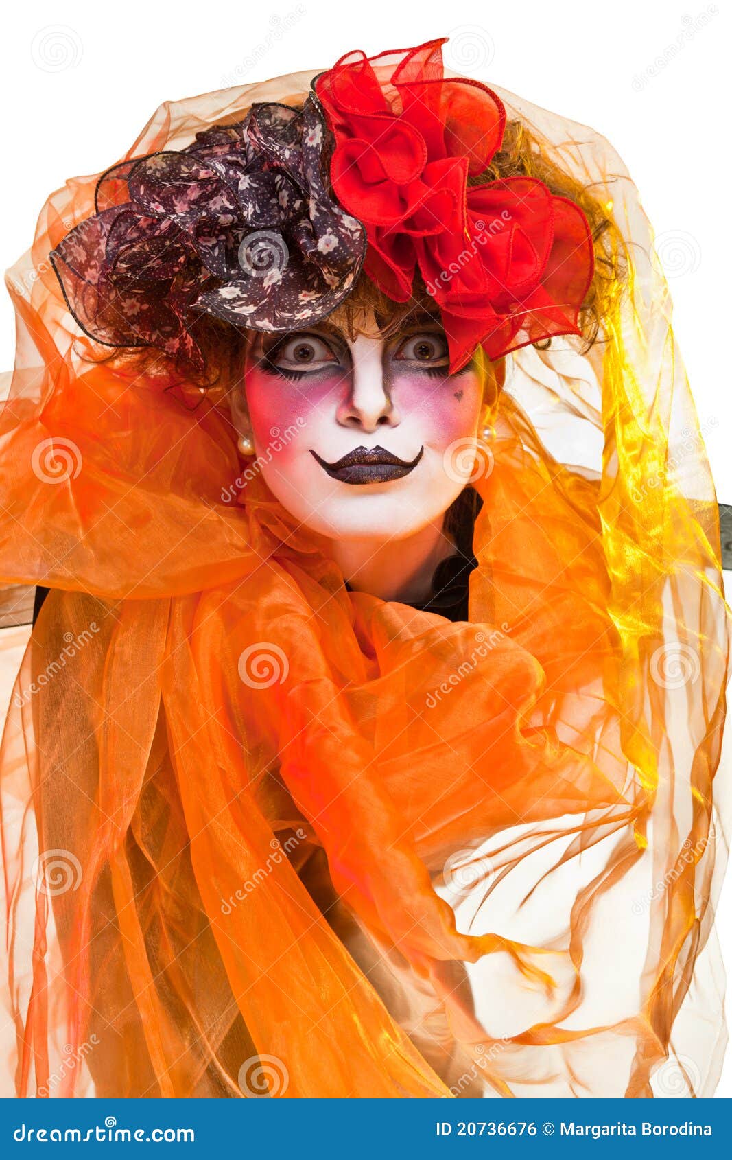 Woman Mime with Theatrical Makeup Stock Photo - Image of expression ...