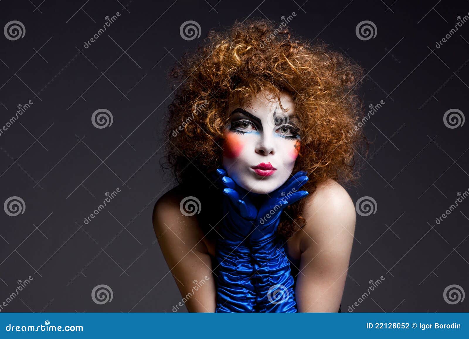 Woman Mime with Theatrical Makeup Stock Photo - Image of lips ...