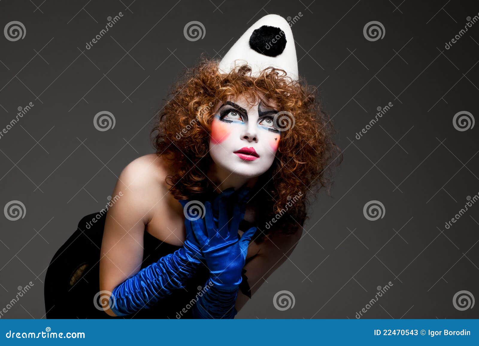 Woman Mime with Theatrical Makeup Stock Image - Image of makeup, facial ...