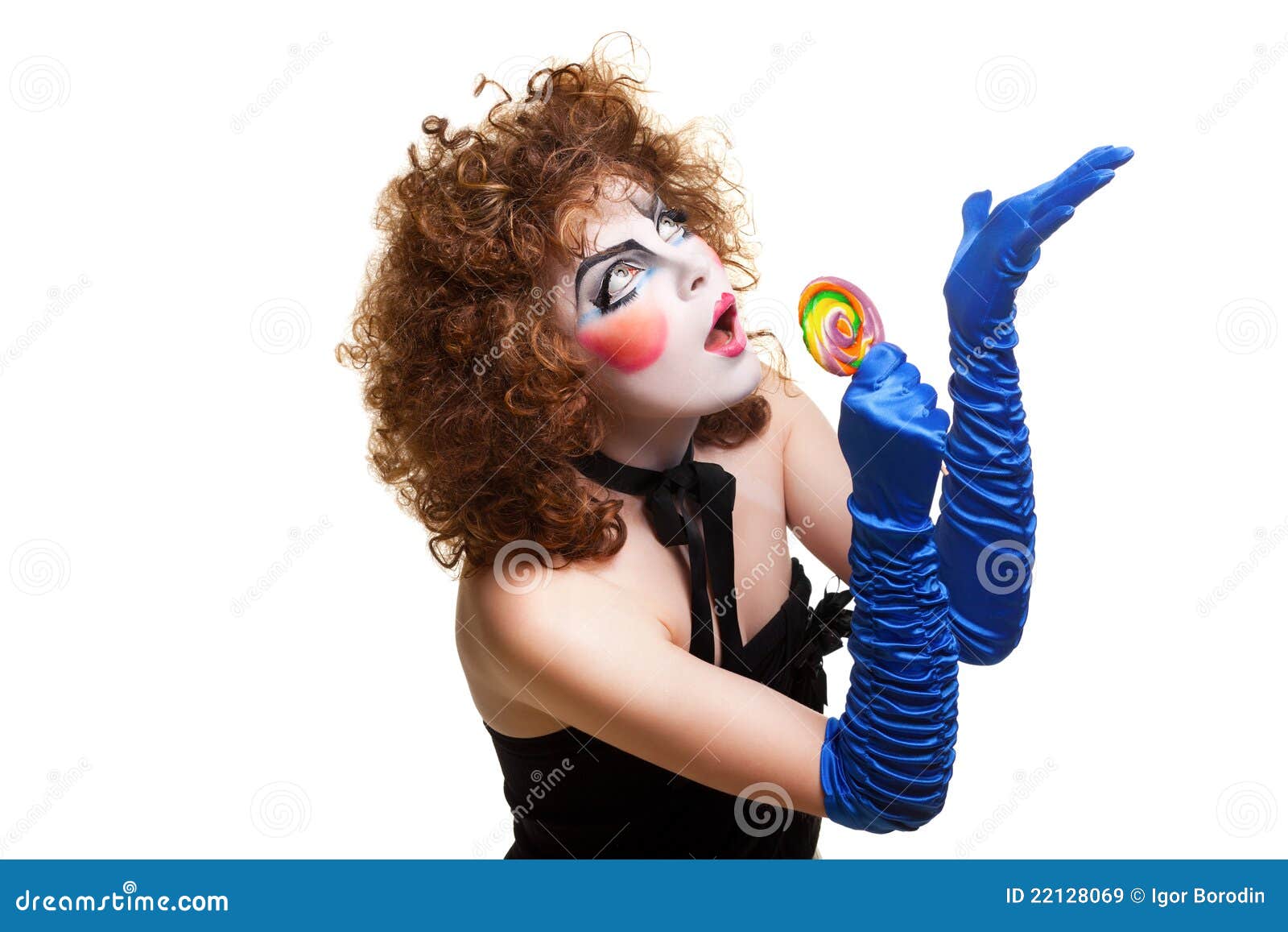 Woman Mime with Theatrical Makeup Singing Stock Image - Image of look ...
