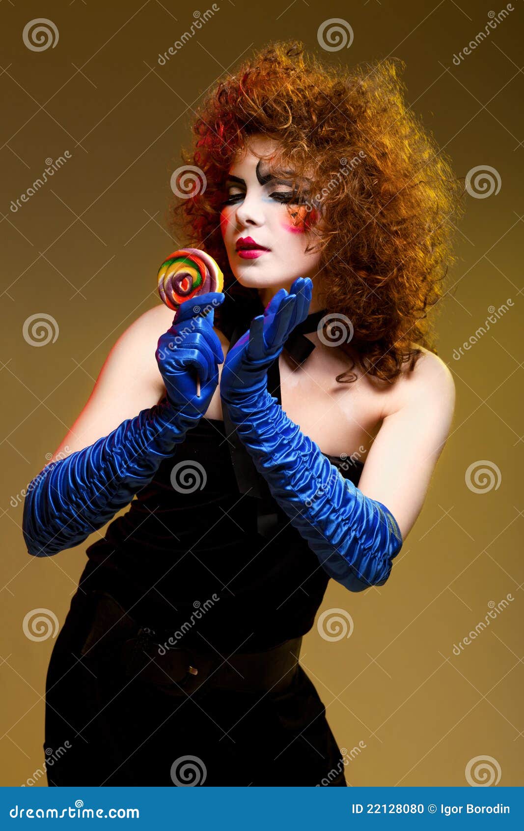 Woman Mime with Theatrical Makeup Singing Stock Photo - Image of clown ...