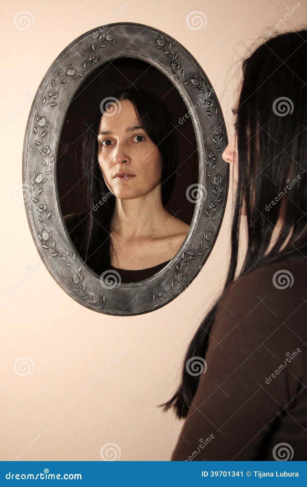 Woman with a mirror stock image. Image of attractive - 39701341
