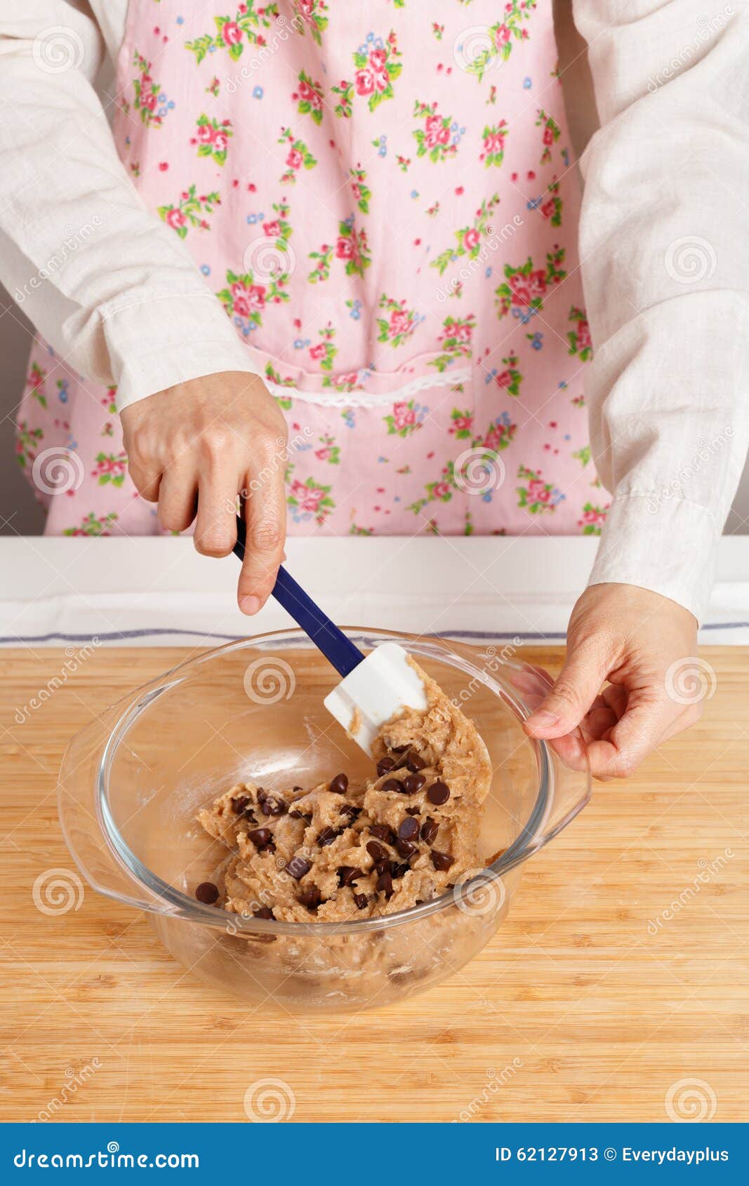 Woman Mixing Muffin Ingredients with Chocolate Chips Stock Image ...
