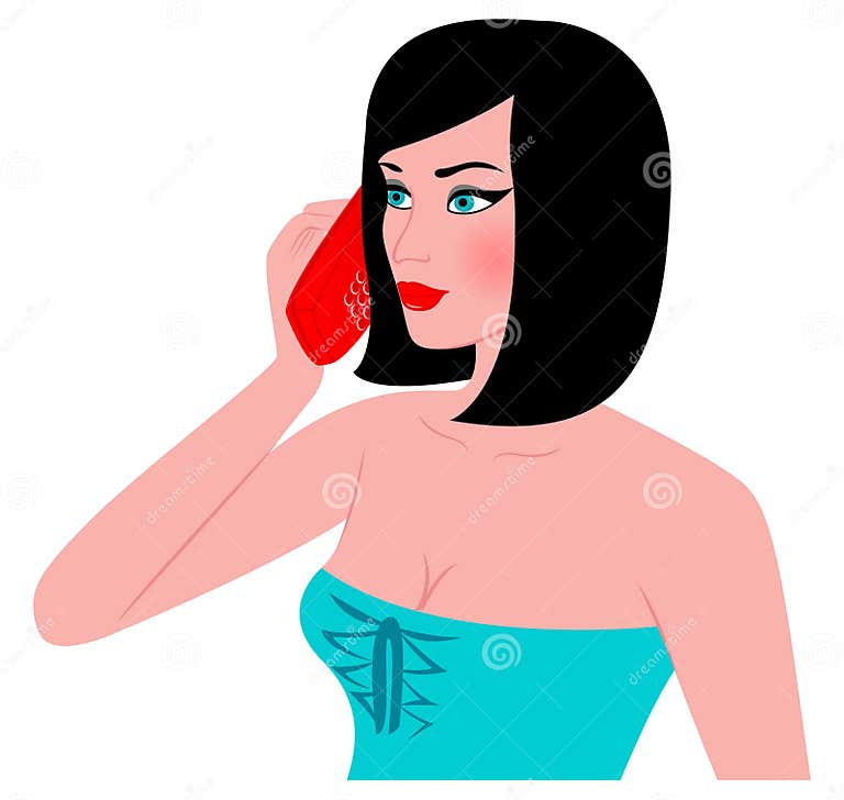 Woman With Mobil Phone Stock Illustration Illustration Of Vector 6804438