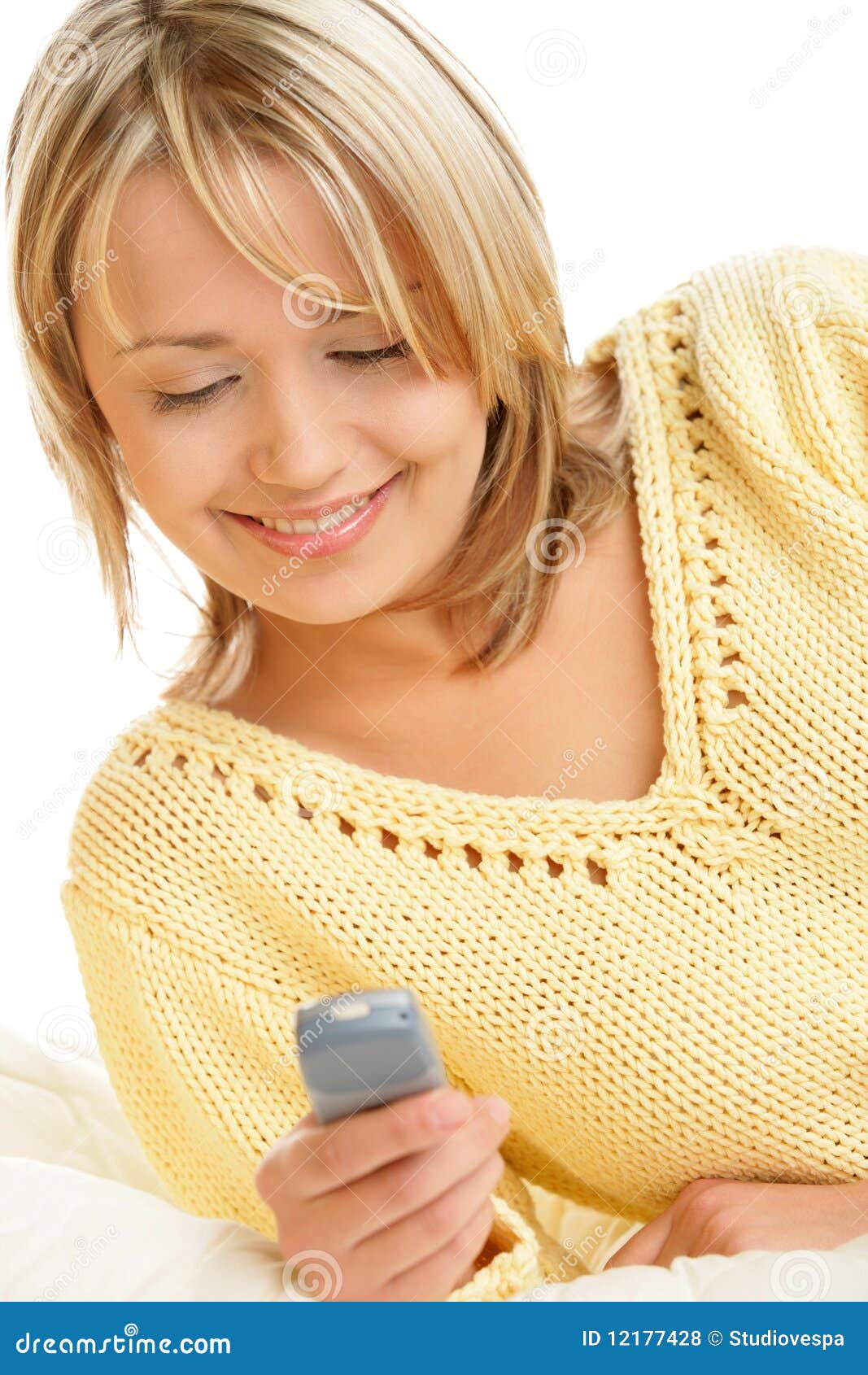 Woman with mobile phone stock photo. Image of handing - 12177428