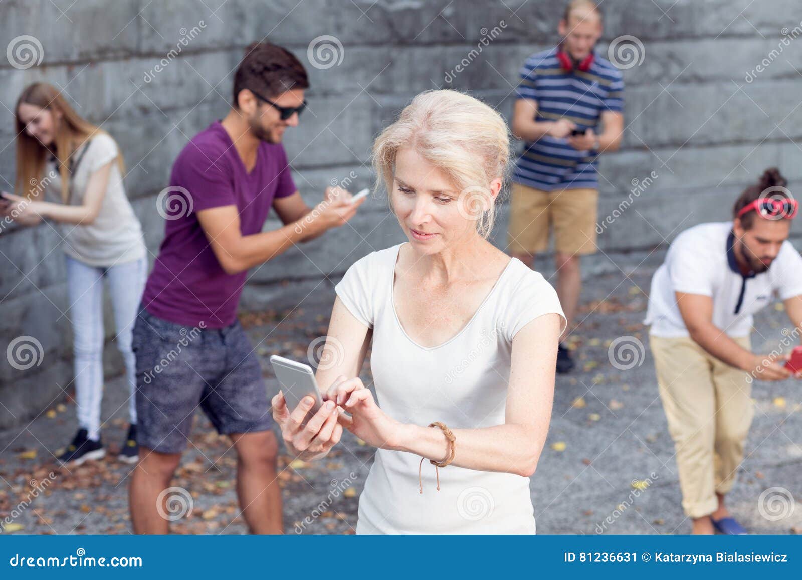 Woman with Mobile Phone Outdoors Stock Image - Image of internet, talk ...