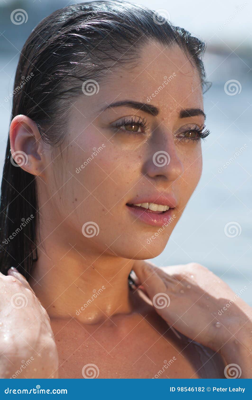 Woman Model at the Beach in Bright Sunlight. Stock Photo - Image of ...
