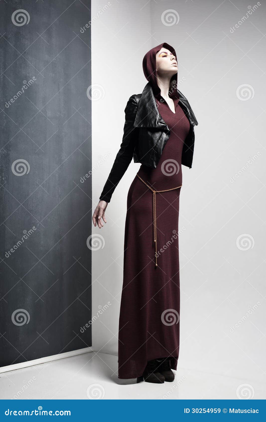 Woman Model Posing Very Dramatic in an Minimal Studio Setup Stock Image ...