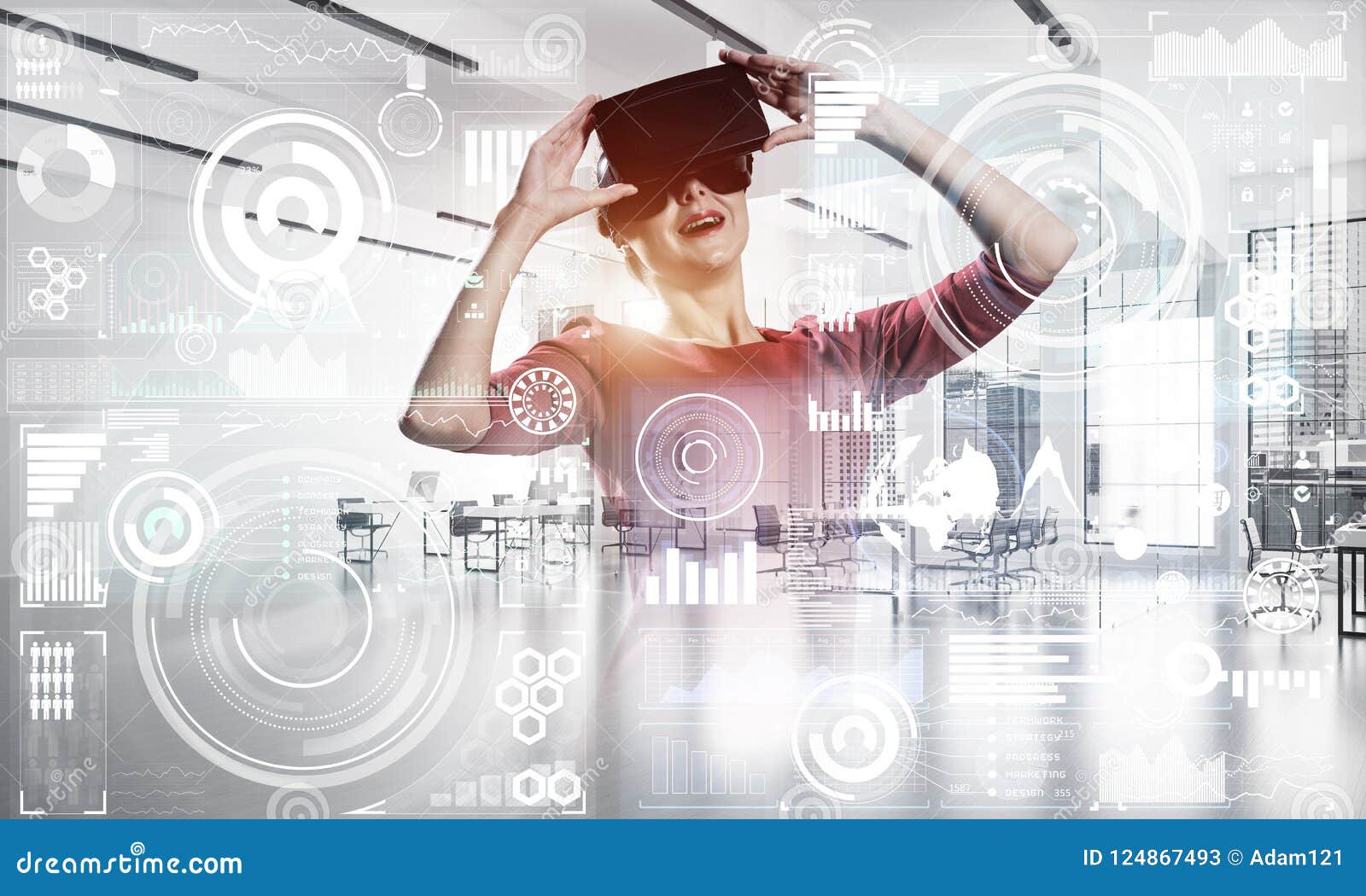 Woman and Modern Technologies Stock Image - Image of information ...