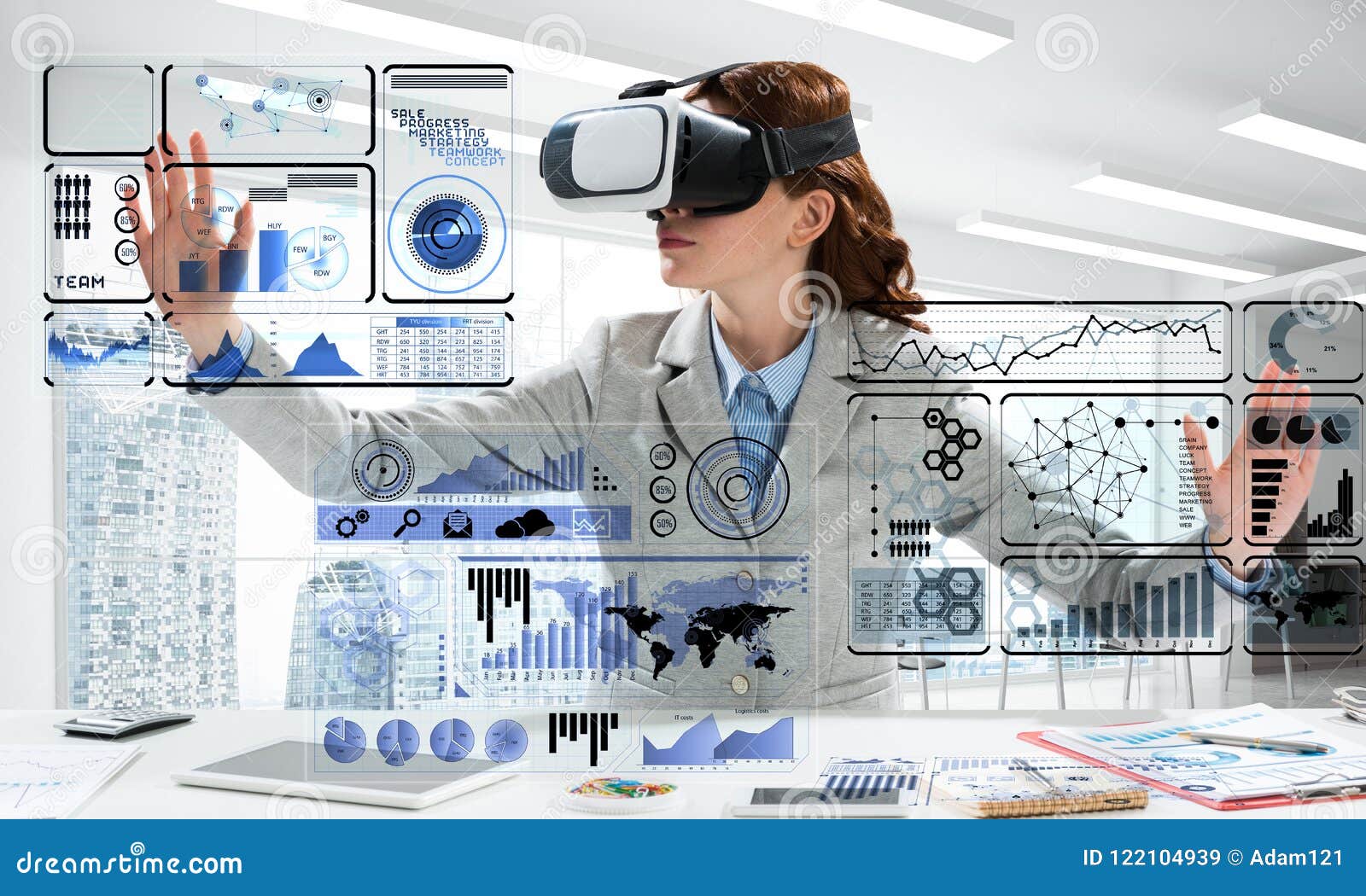 Woman and Modern Technologies Stock Image - Image of network ...
