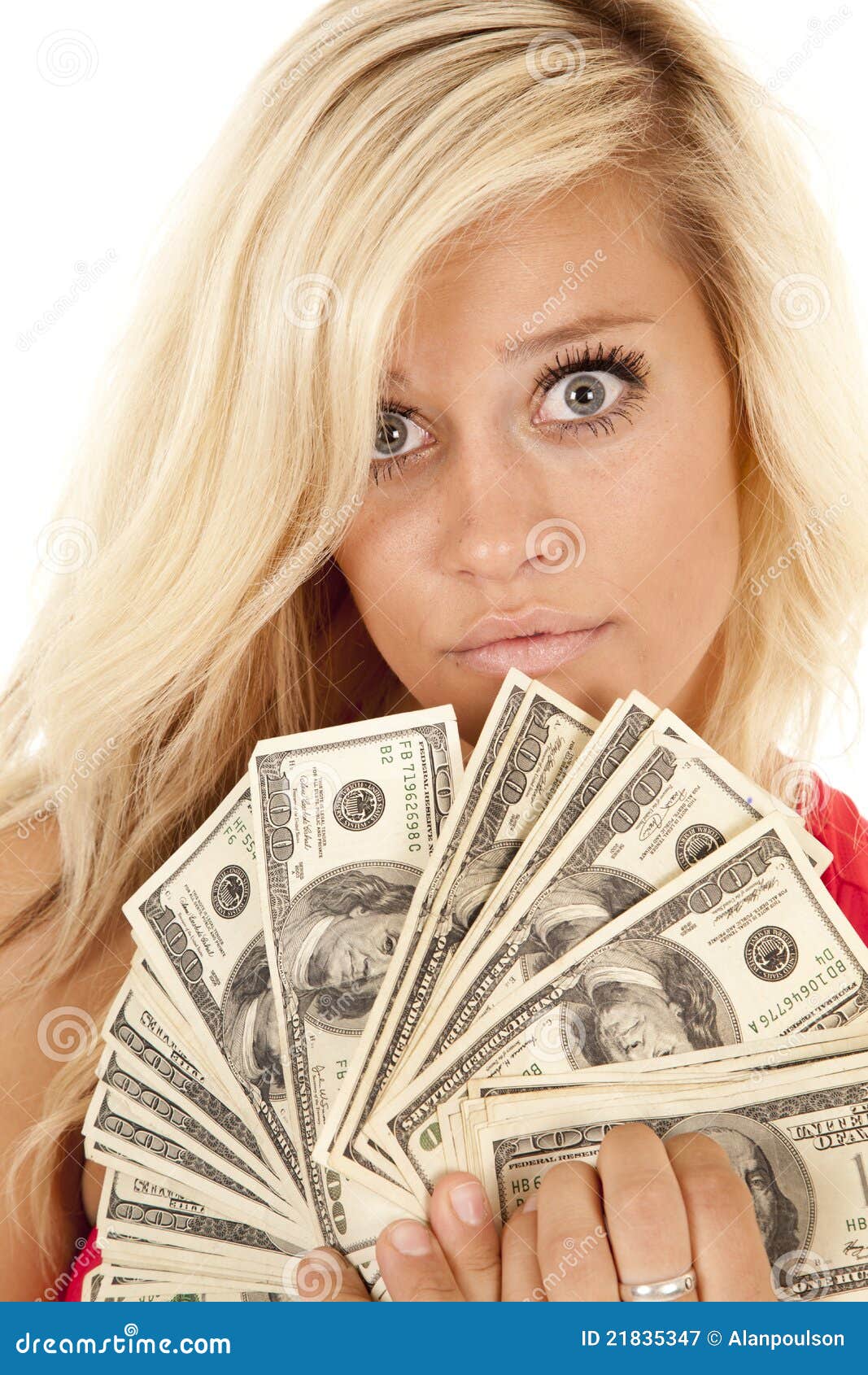 Woman money close serious stock image. Image of model - 21835347