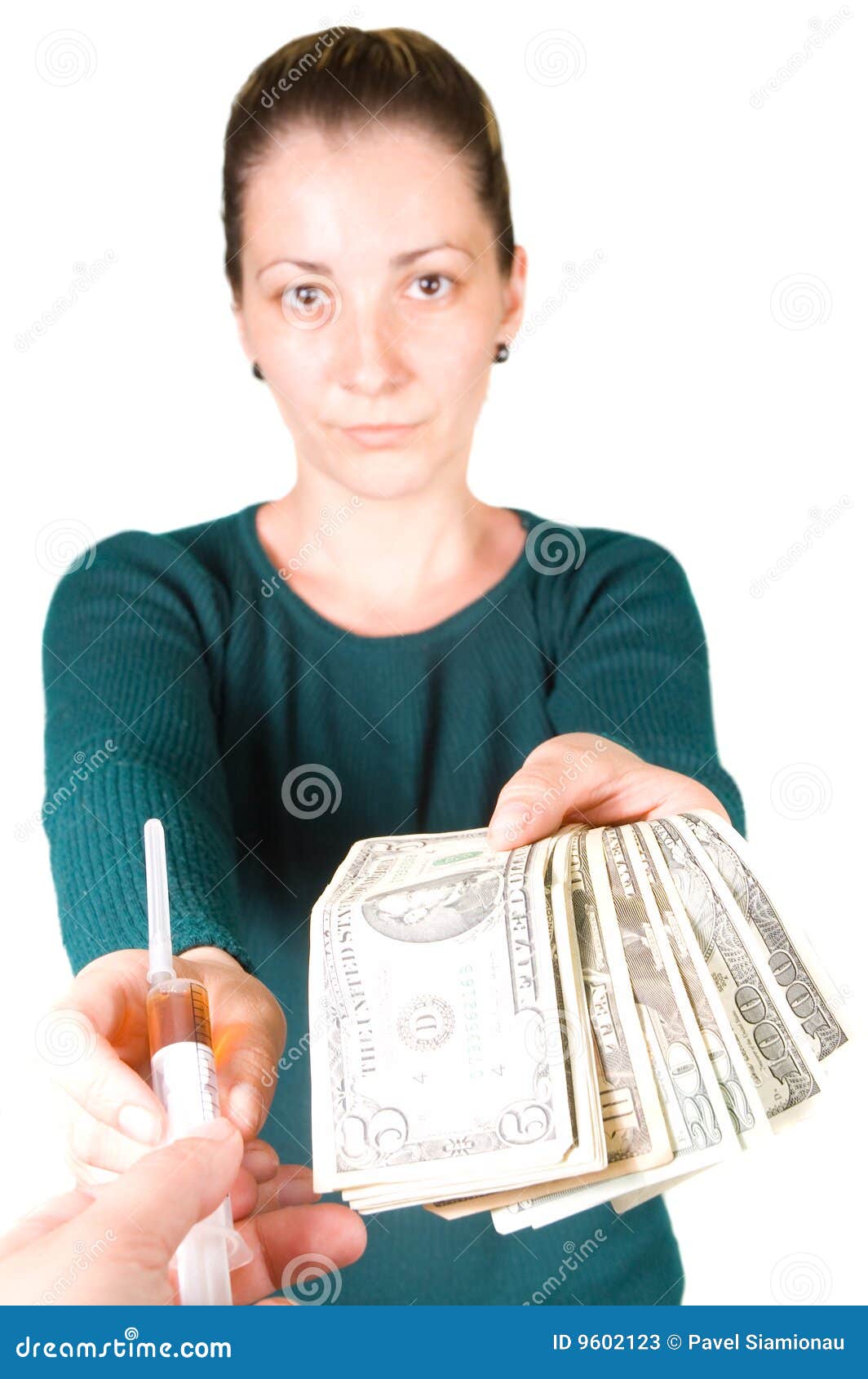 Woman with Money and Syringe Stock Image - Image of adversity ...