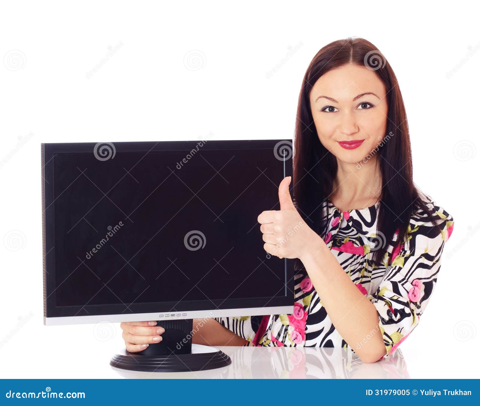 Woman with a monitor. stock image. Image of color, caucasian - 31979005